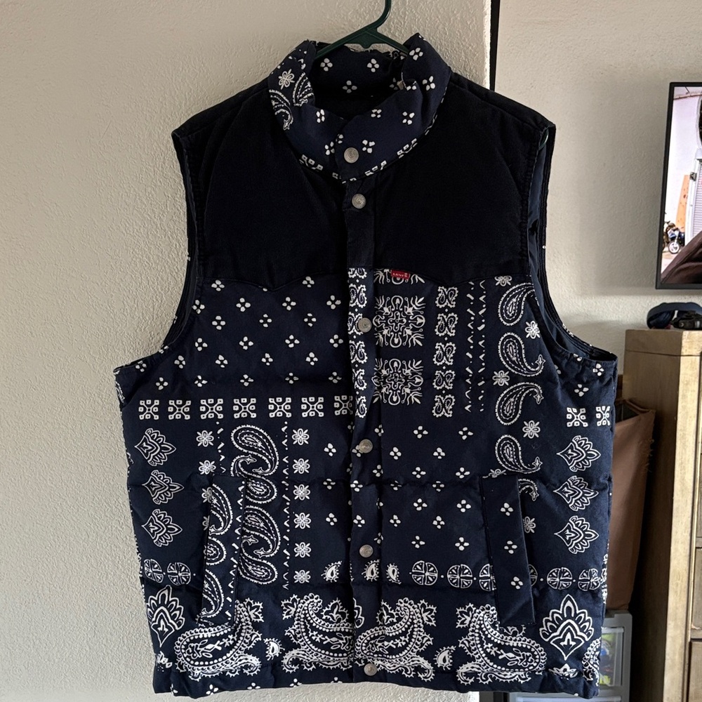 Dark Blue Bandana Pattern Vest - Gem